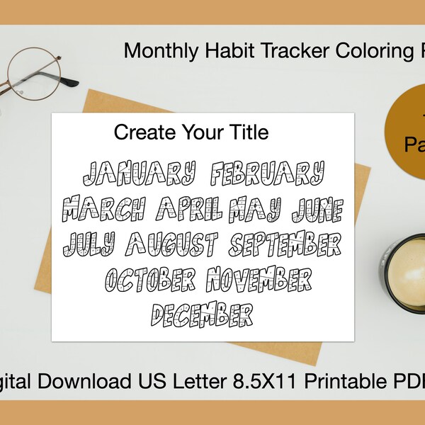 Monthly Coloring Habit Tracker - Etsy