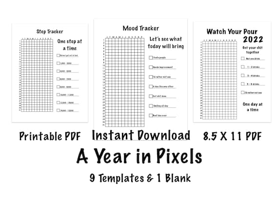 A Year in Pixels Habit Tracker Steps Tracker Template | Etsy