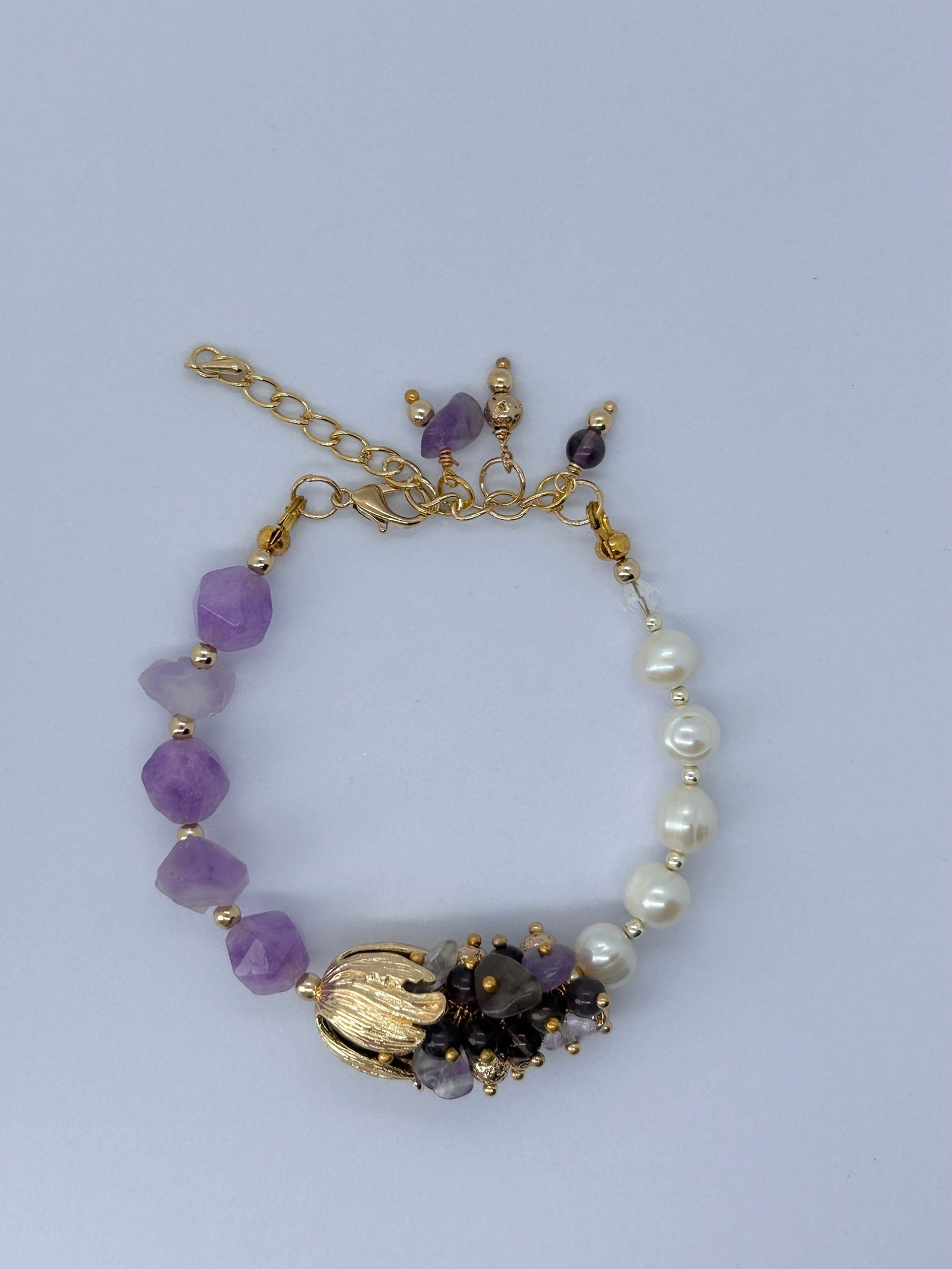 Pearls & Amethyst, Charming One of Kind Bracelet, Artisan Jewelry, Gift ...