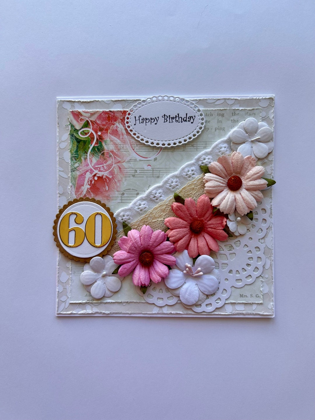 60th Birthday Card, Personalised, Handmade Card, Birthday Greeting Card ...