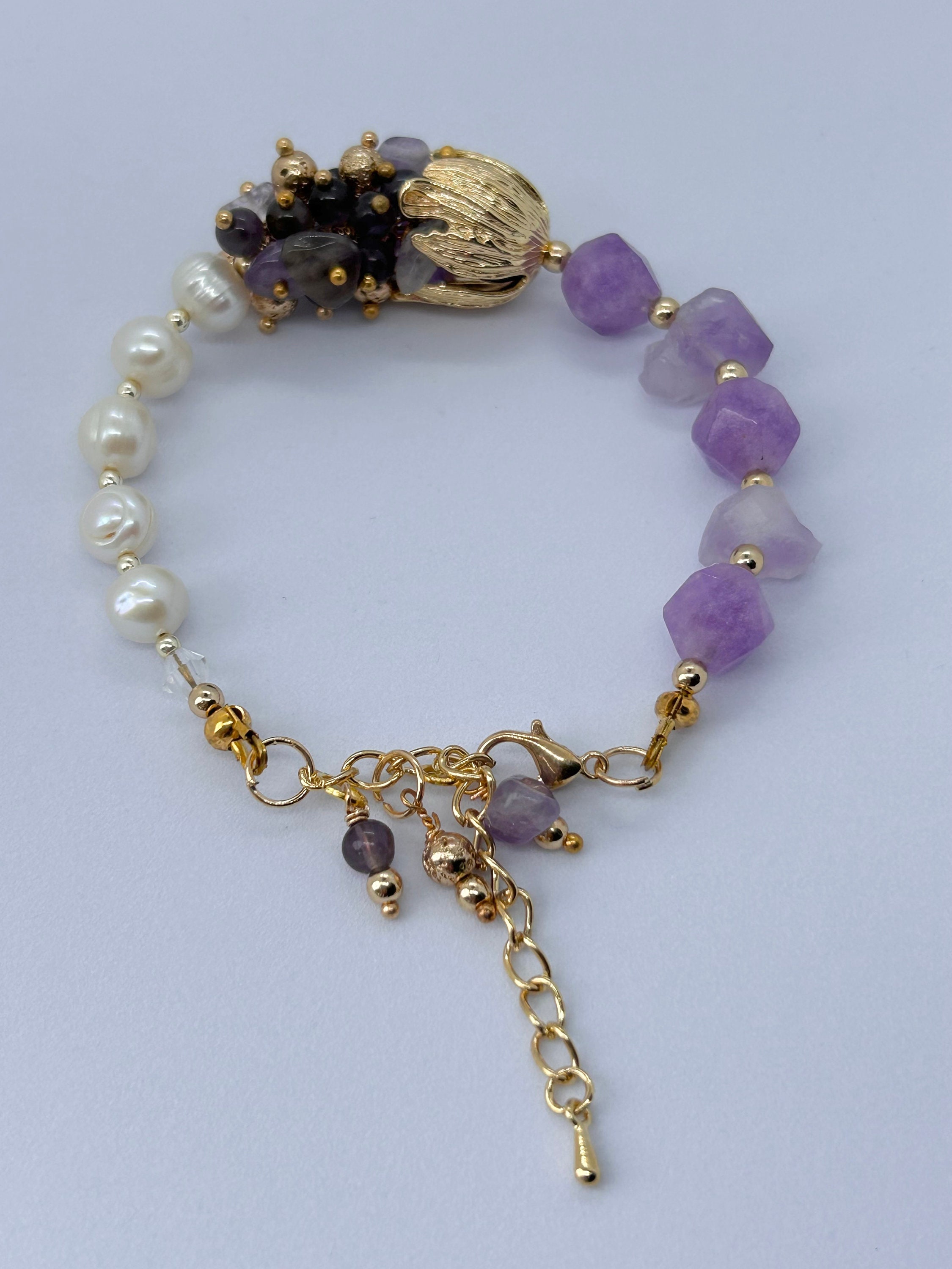 Pearls & Amethyst, Charming One of Kind Bracelet, Artisan Jewelry, Gift ...