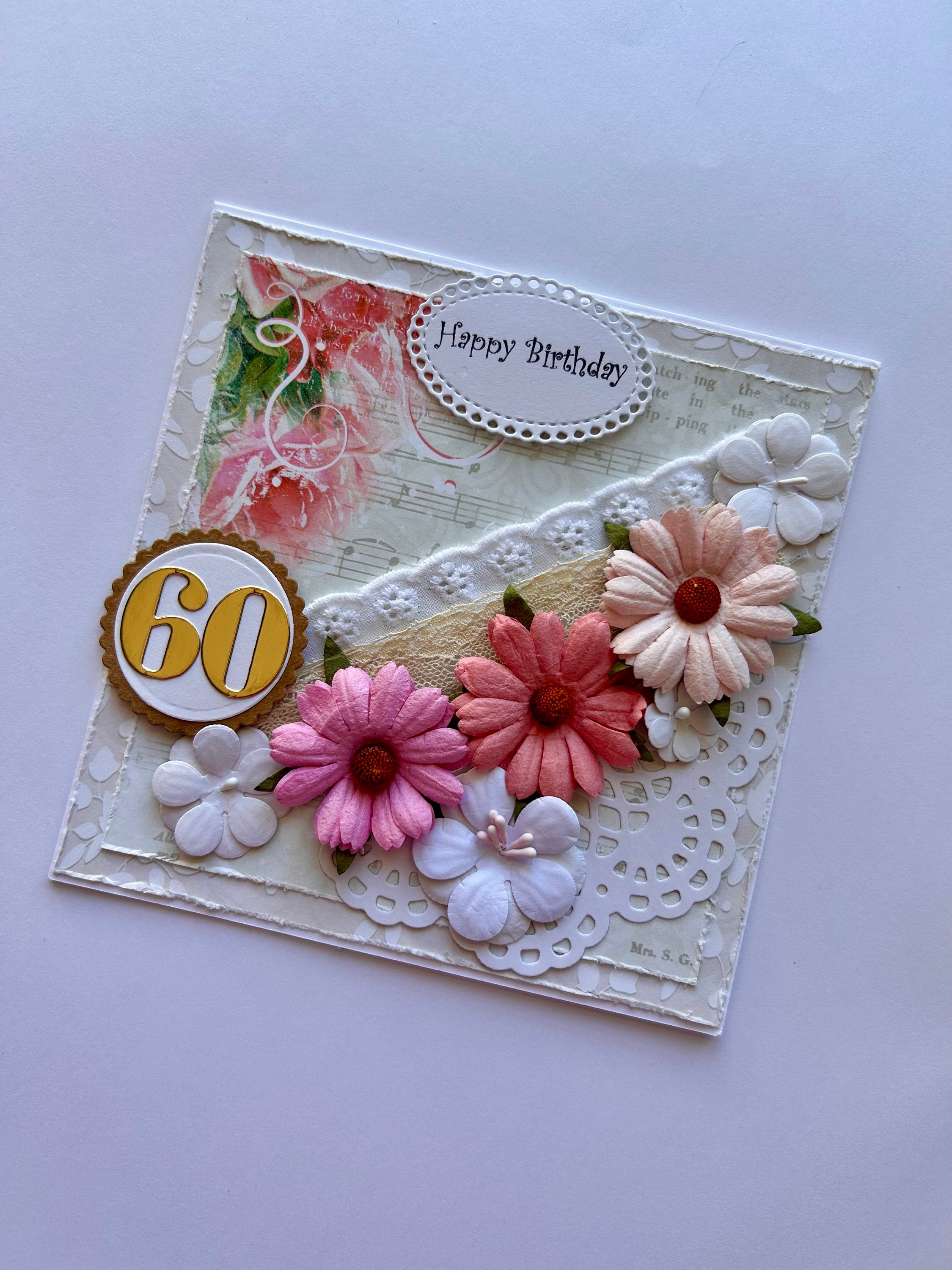 60th Birthday Card, Personalised, Handmade Card, Birthday Greeting Card ...