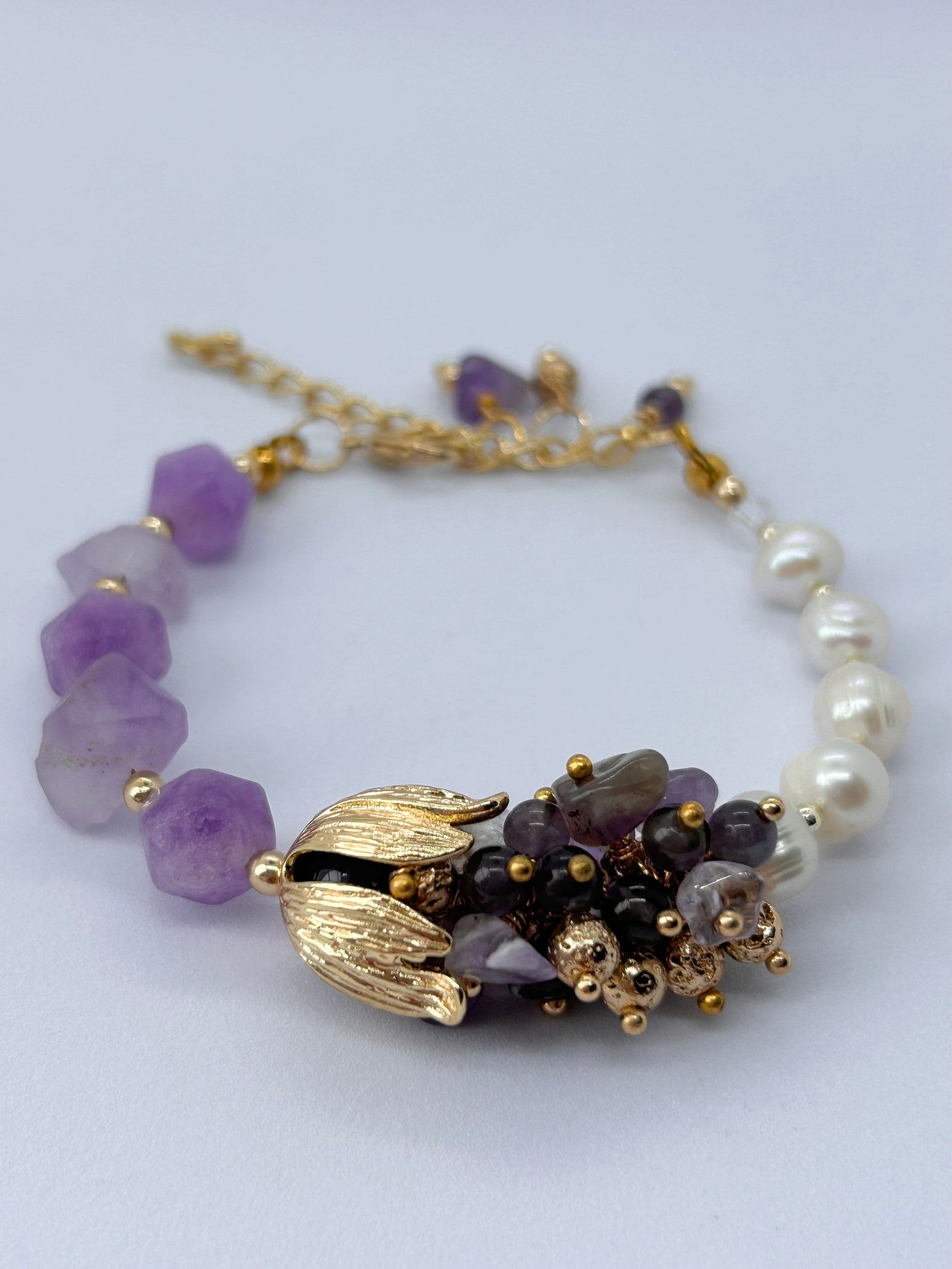 Pearls & Amethyst, Charming One of Kind Bracelet, Artisan Jewelry, Gift ...