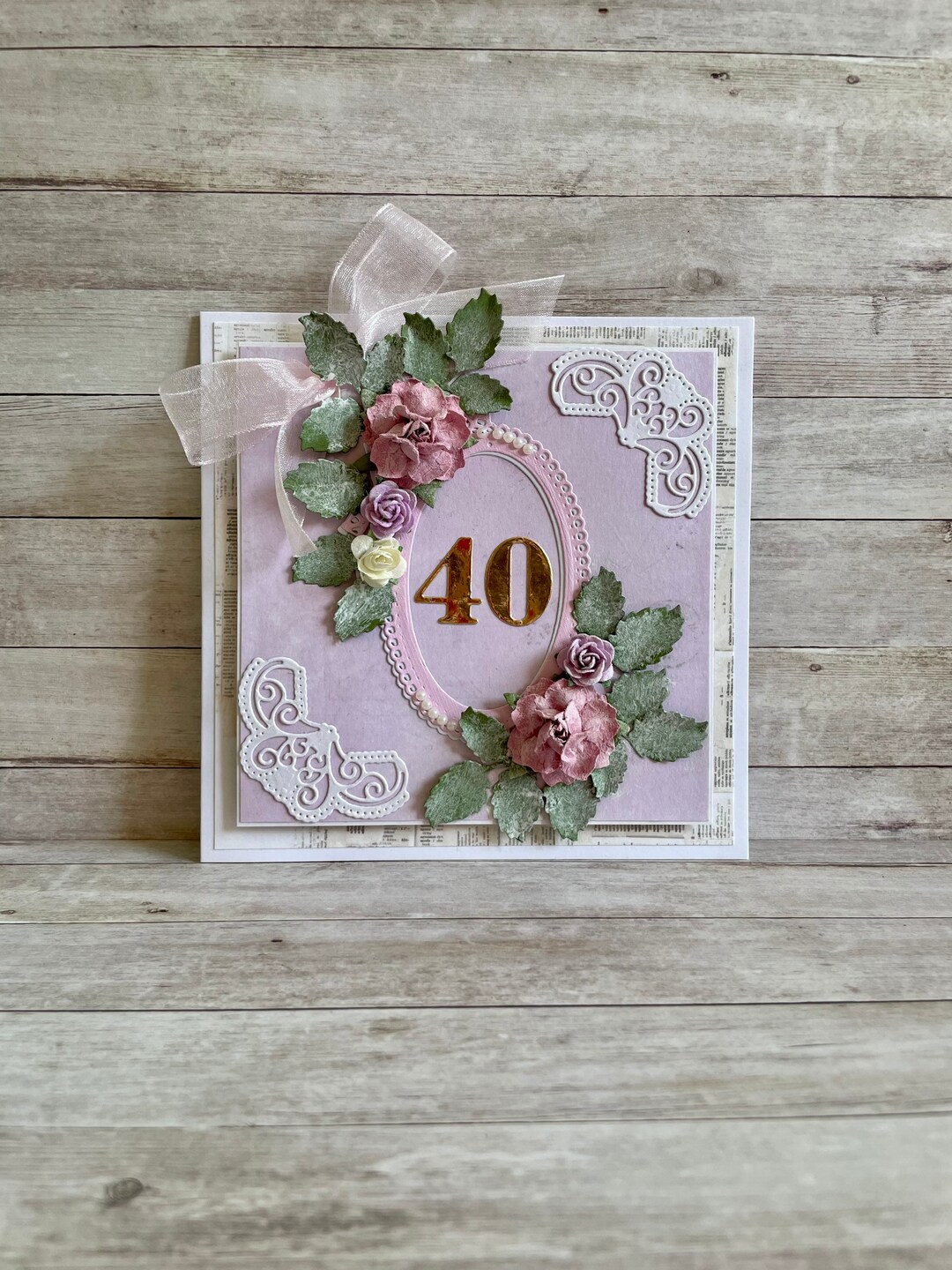 Happy 40th , Card for Her, Birthday Greeting Card, 3d Card, Birthday ...