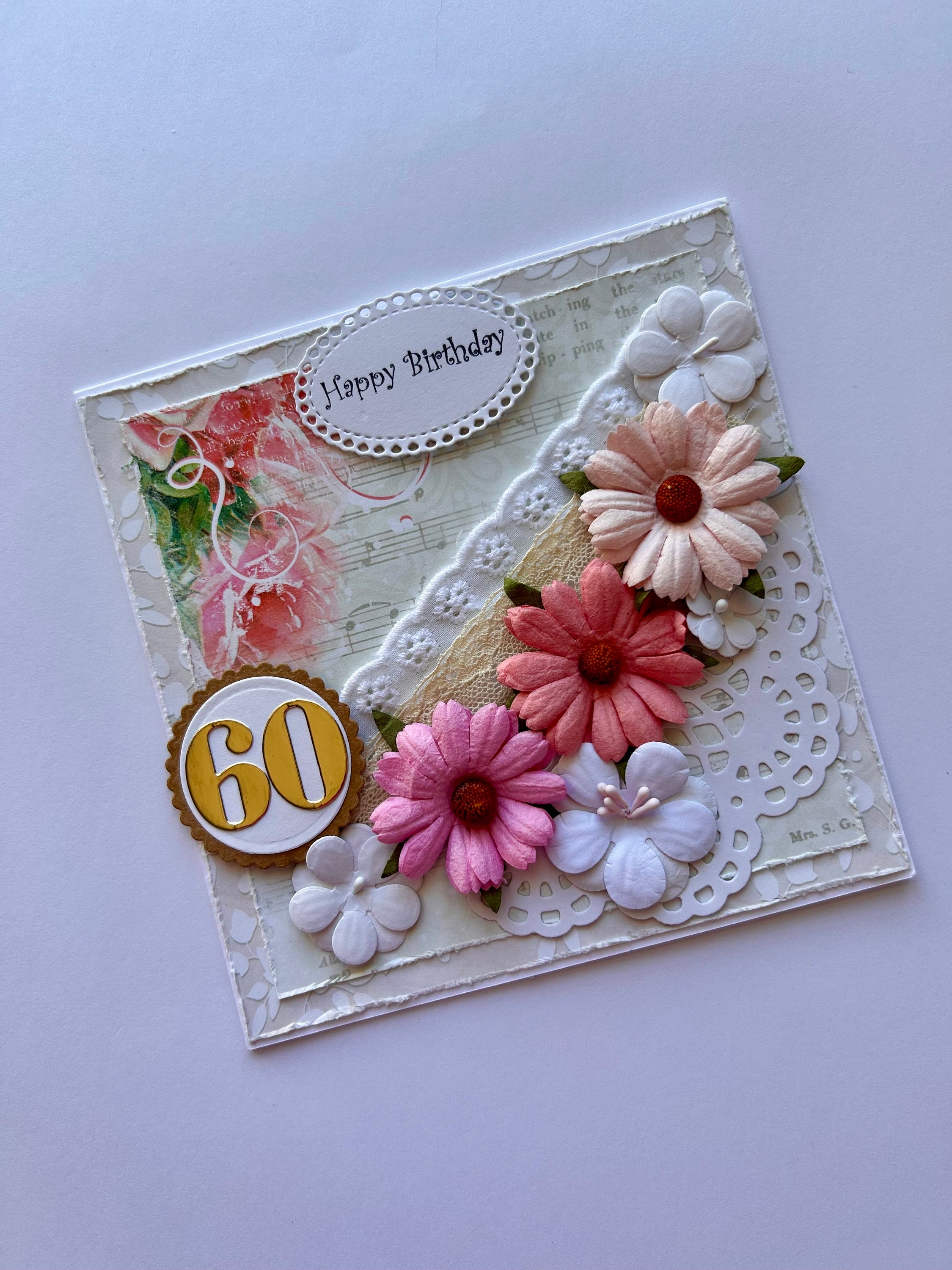 60th Birthday Card, Personalised, Handmade Card, Birthday Greeting Card ...