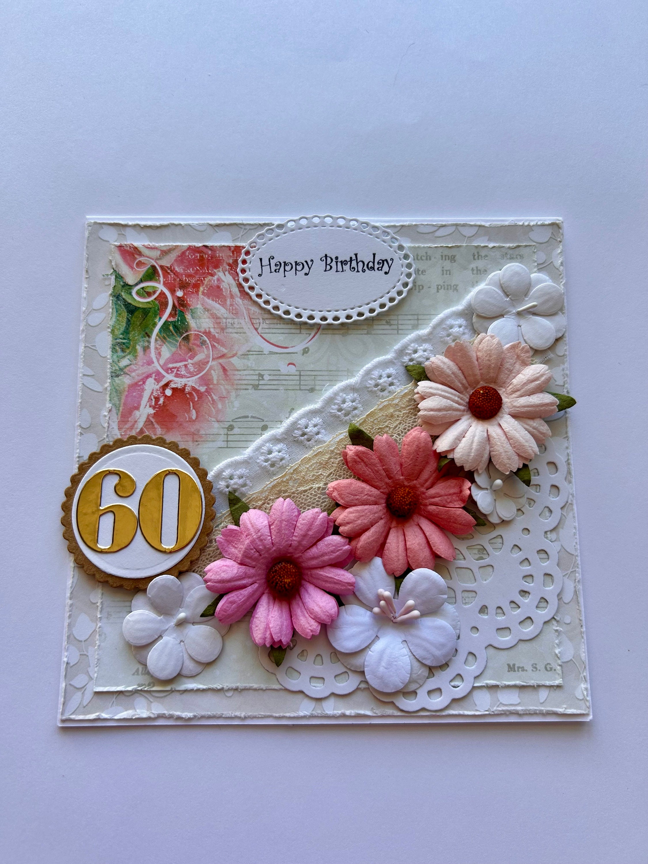 60th Birthday Card, Personalised, Handmade Card, Birthday Greeting Card ...