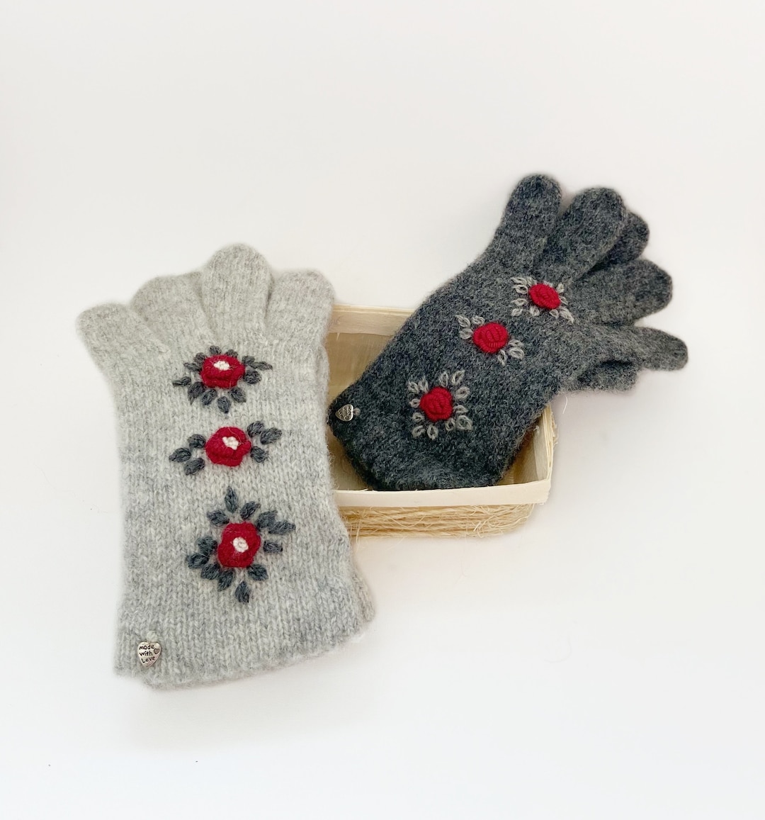 Handmade Gloves Gloves Gloves for Women Gray Gloves Wool - Etsy