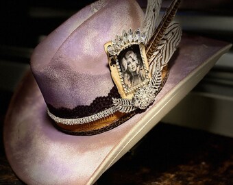 Branded Cowboy Hat, Distressed Cowgirl Hat, Burned Wide Brim Hat, Western Hat, Custom Cowboy Hat ...