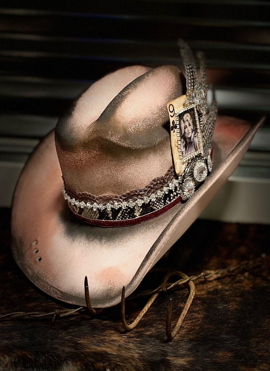 Branded Cowboy Hat, Distressed Cowgirl Hat, Burned Wide Brim Hat, Western Hat, Custom Cowboy Hat ...