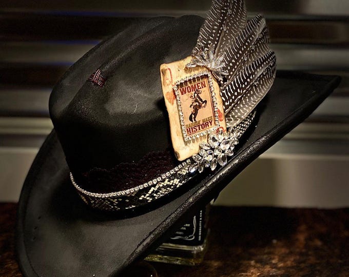 Branded Cowboy Hat, Distressed Cowgirl Hat, Burned Wide Brim Hat ...