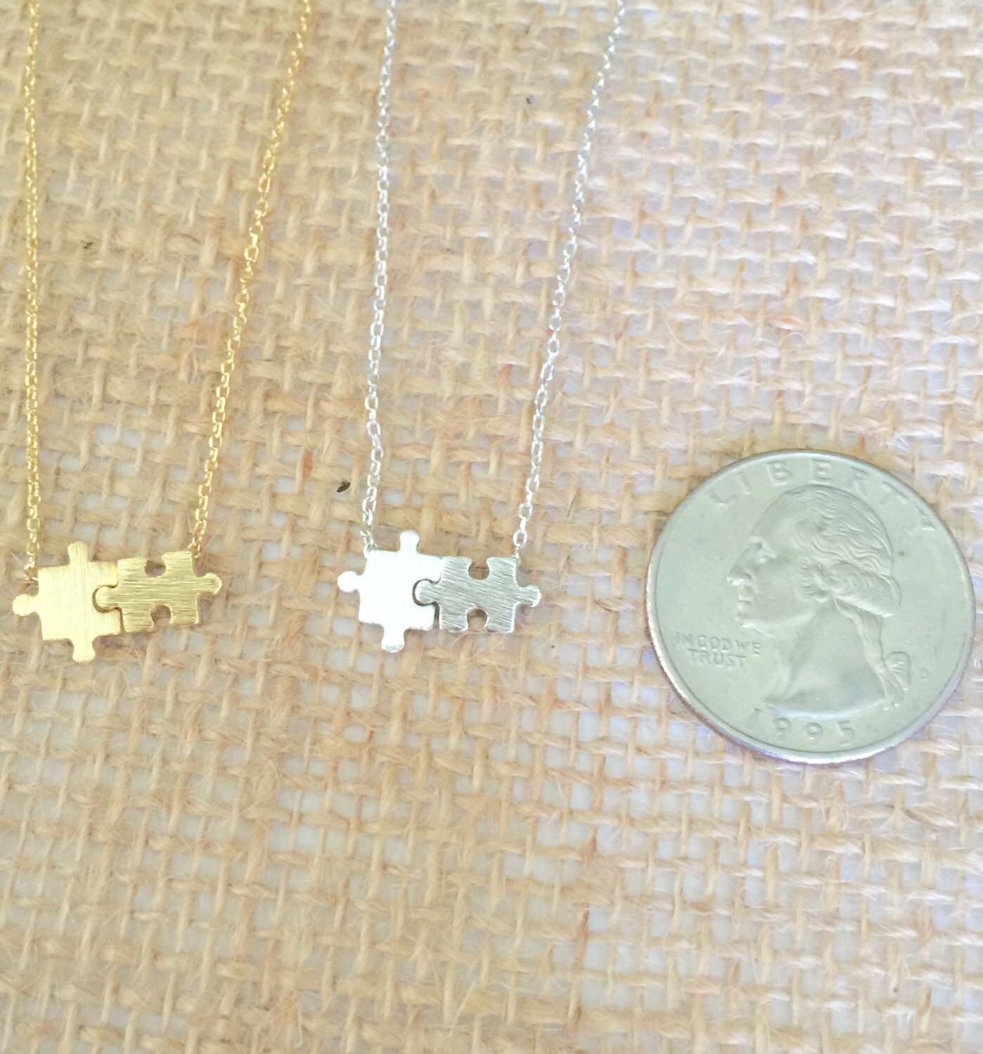Puzzle Necklace small gold or silver short dainty delicate | Etsy