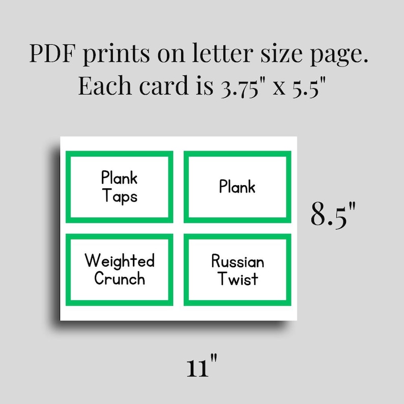 Printable Exercise Cards: Fitness Flashcards for Full Body Workouts ...