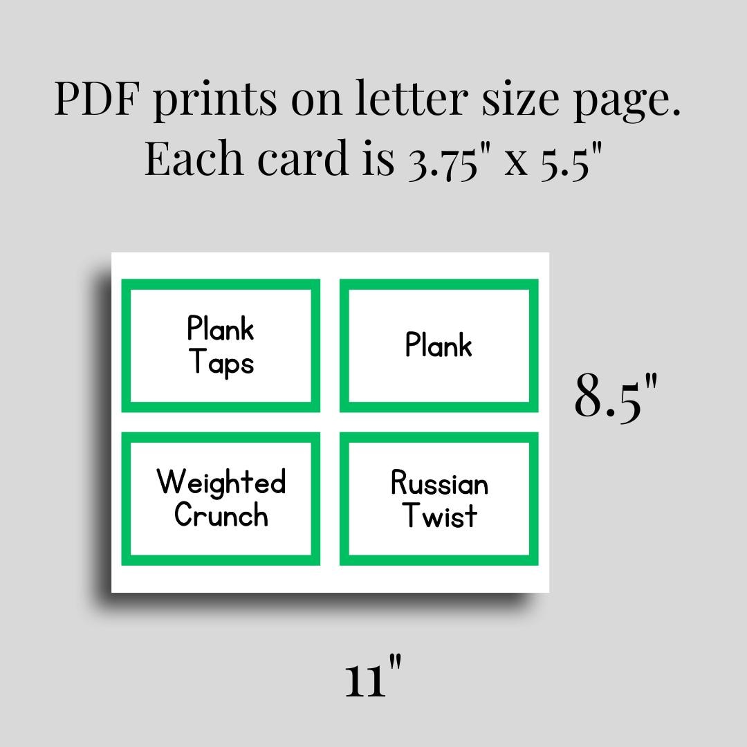 Printable Exercise Cards: Fitness Flashcards for Full Body Workouts ...