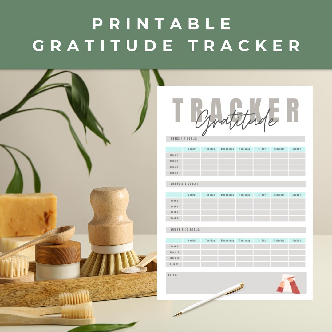12-week Gratitude Tracker, Printable Daily Reflection, Mindfulness ...