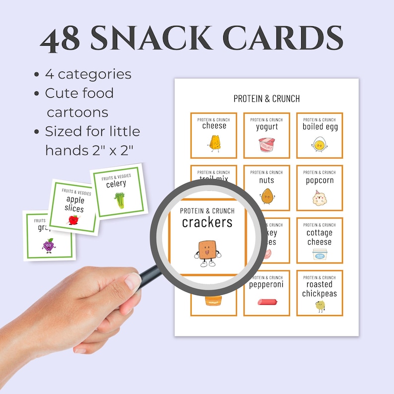 Printable Snack Cards for Kids: Healthy Food Activity Pack (PDF ...
