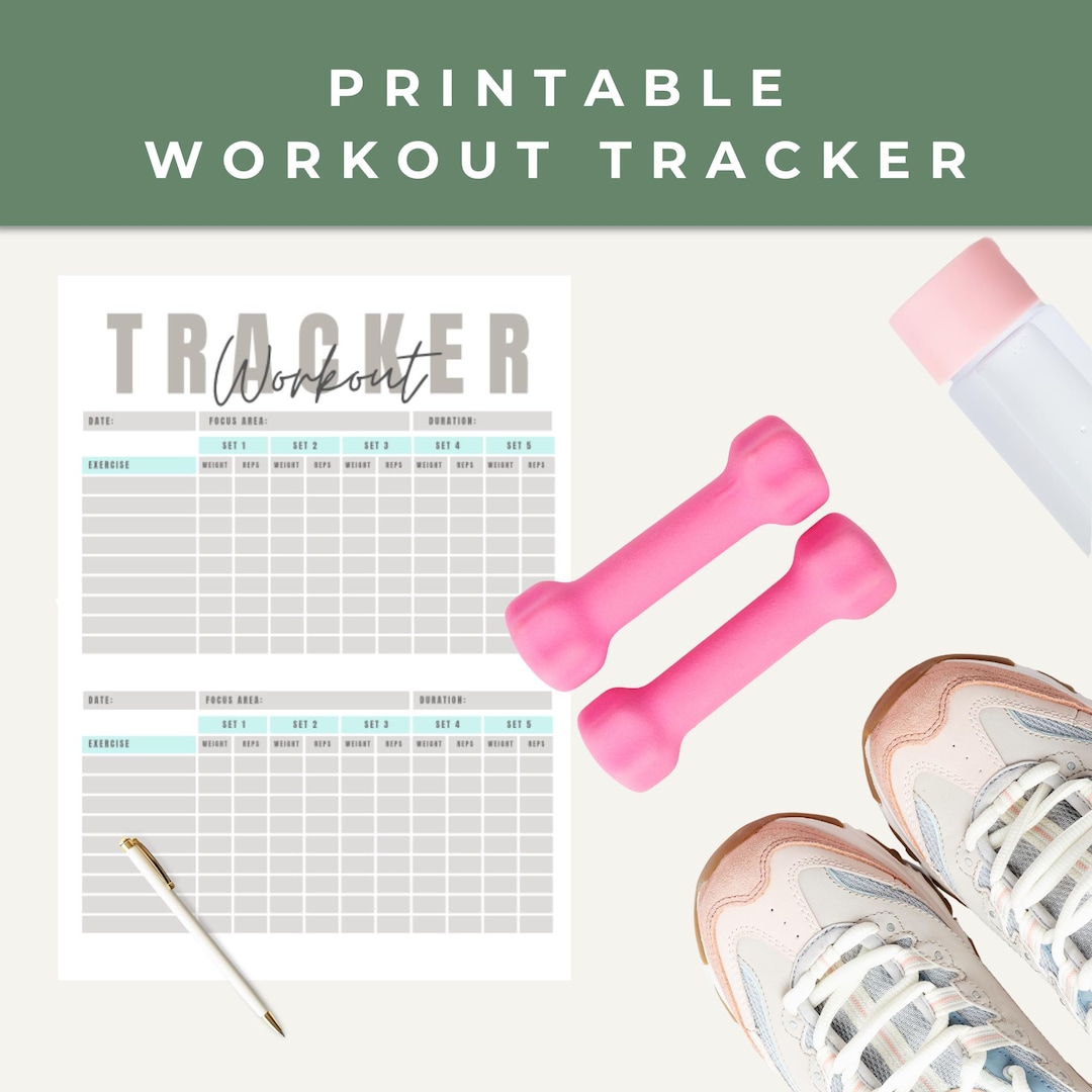 Weekly Fitness Tracker Printable, Workout Log, Weight & Reps Tracker ...