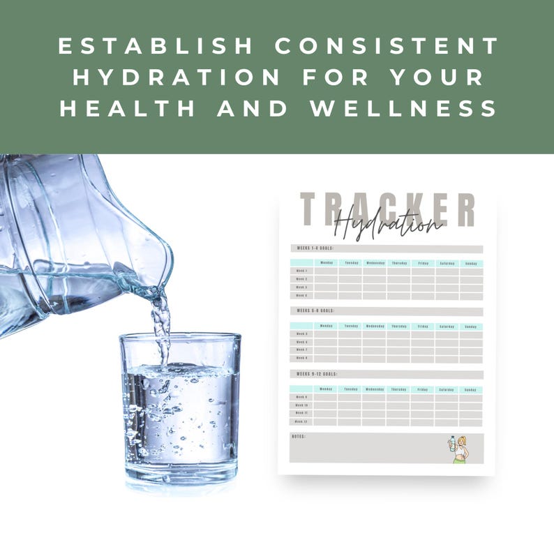 Printable Hydration Tracker - Daily Water Intake Log - Wellness Planner ...