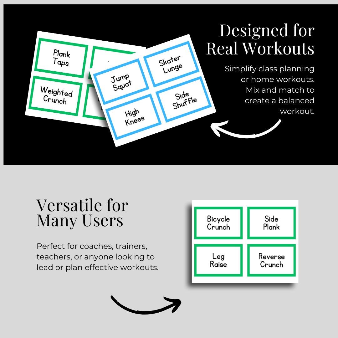 Printable Exercise Cards: Fitness Flashcards for Full Body Workouts ...