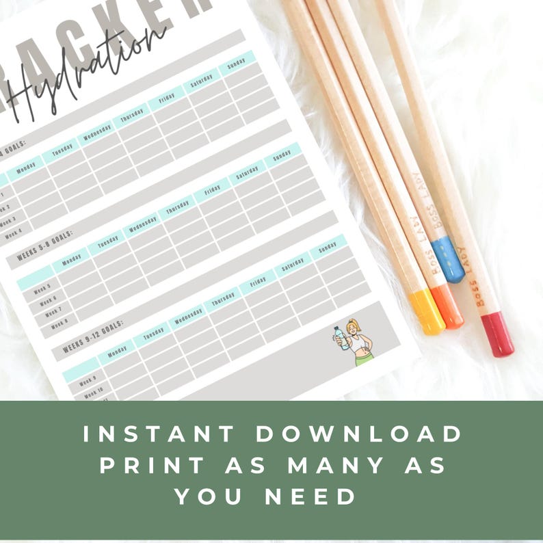 Printable Hydration Tracker - Daily Water Intake Log - Wellness Planner ...