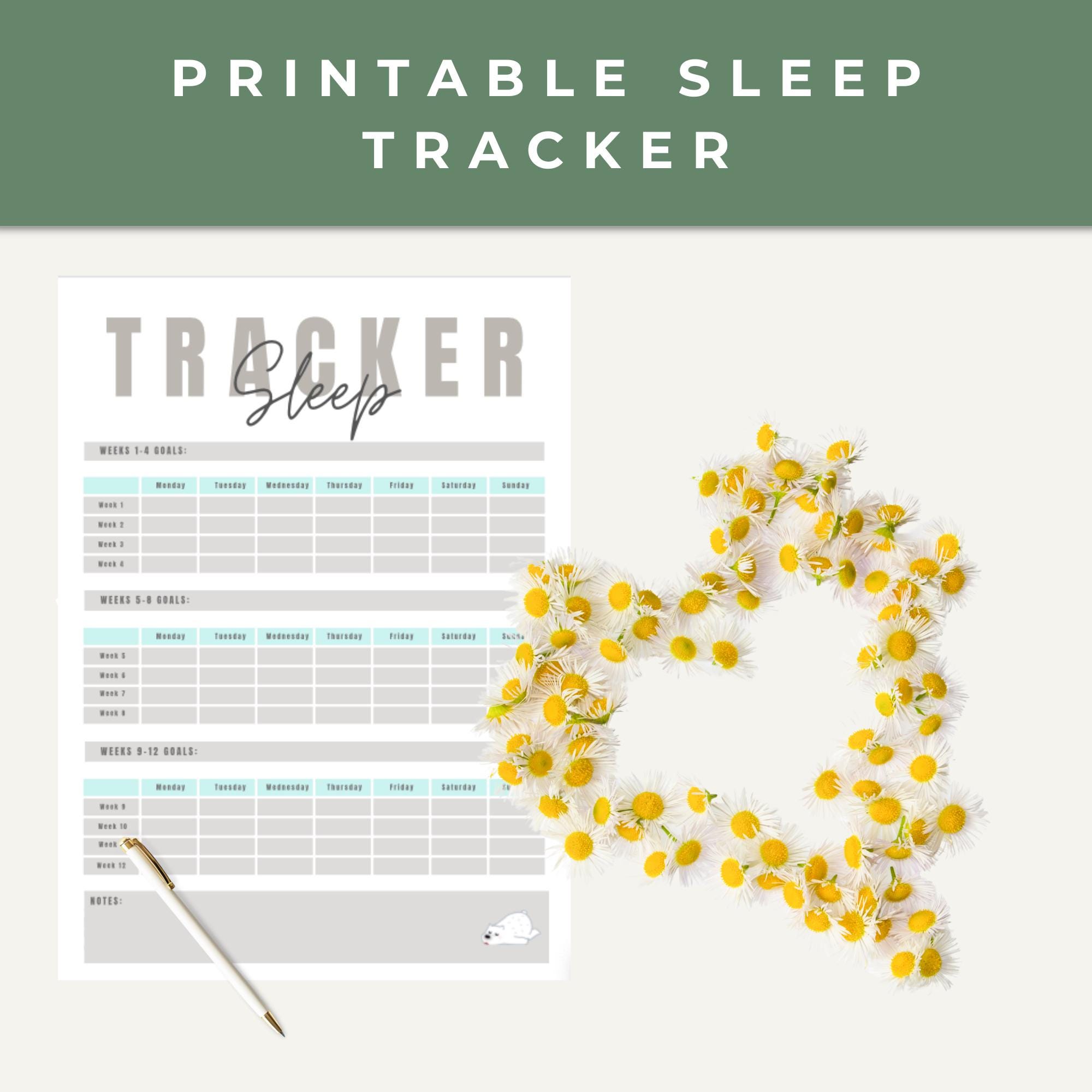 12-week Sleep Tracker, Printable Daily Sleep Log, Sleep Quality Tracker ...