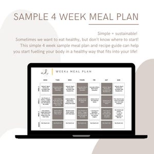 4 Week Sample Meal Plan & Recipe Guide, Printable PDF Healthy Eating ...