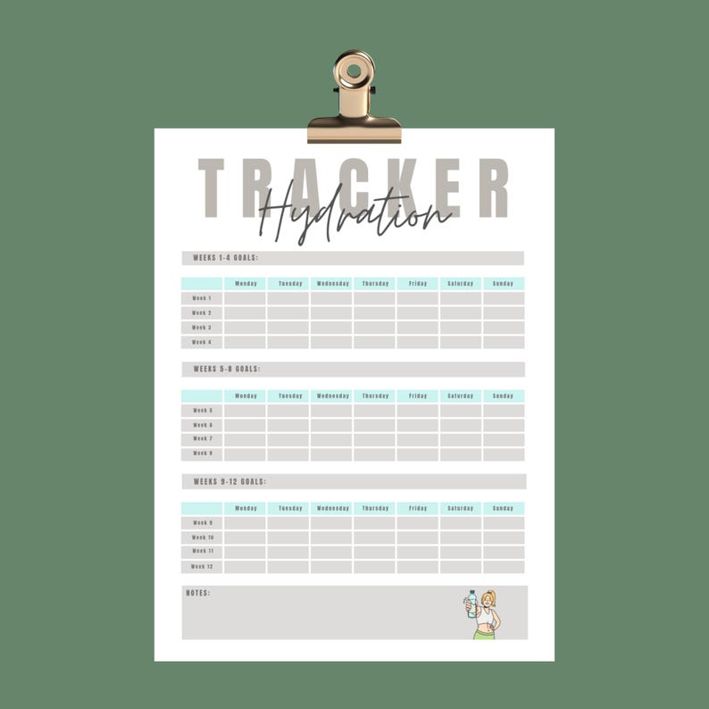 Printable Hydration Tracker - Daily Water Intake Log - Wellness Planner ...