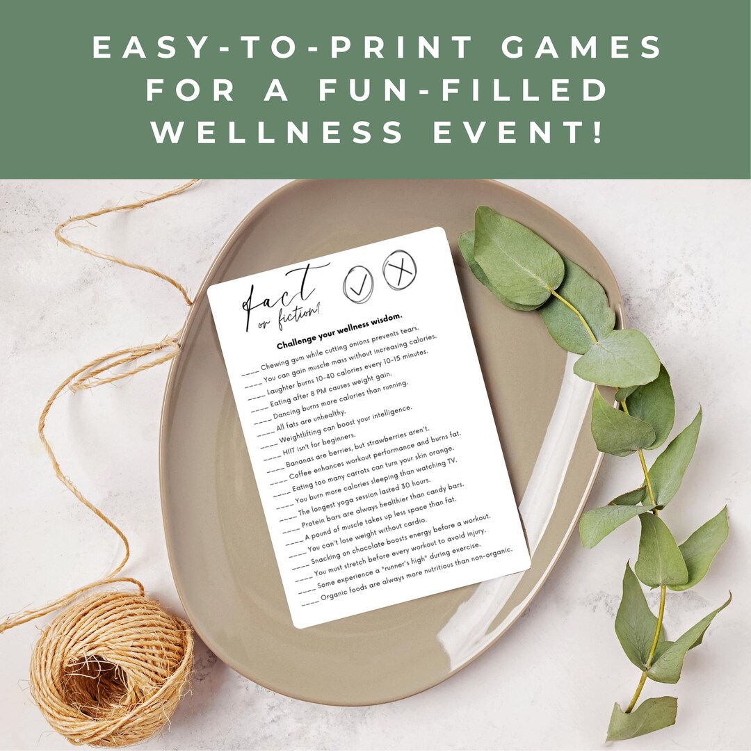 Wellness Printable Party Games Bundle | Printable Fact or Fiction ...