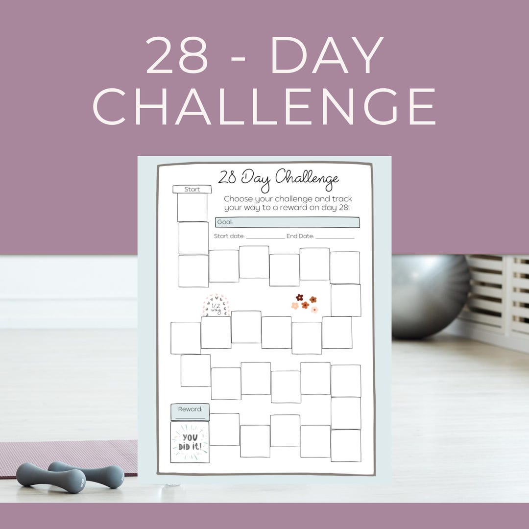 28 Day Challenge Printable Tracker Customizable Habit Tracker for ...