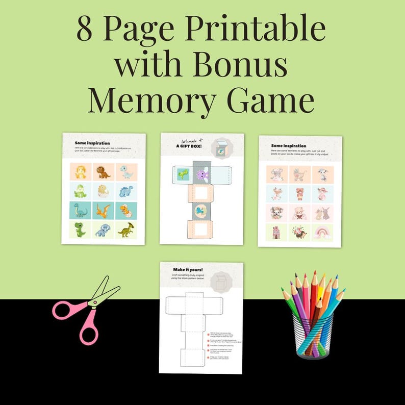 Printable Gift Box Craft Bundle: Baby Animals & Dinosaurs (PDF) - Etsy