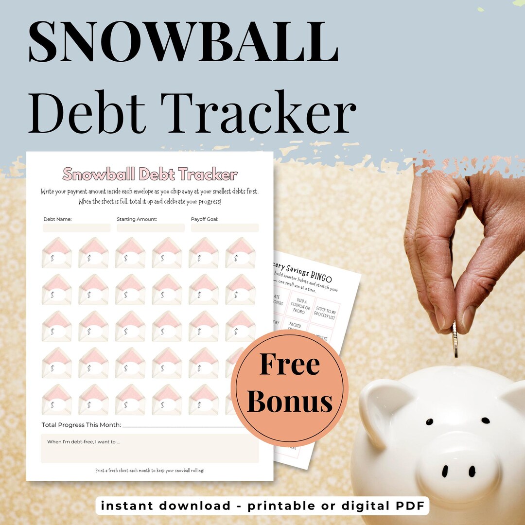 Snowball Debt Tracker Printable | Financial Progress Sheet | Payoff ...