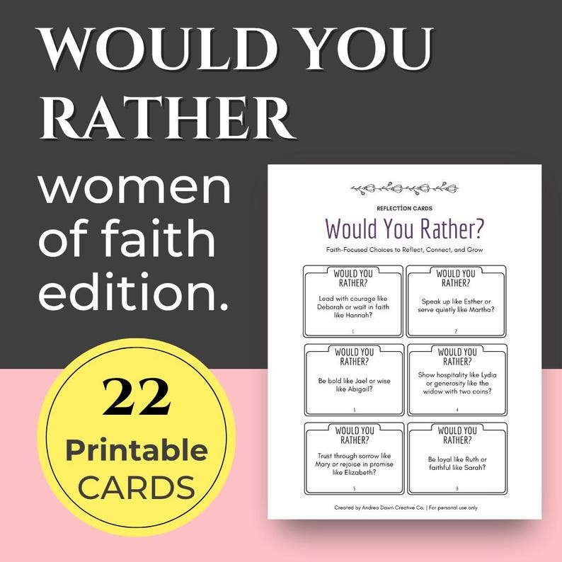 Would You Rather Bible Game: Christian Icebreaker (PDF Printable) - Etsy