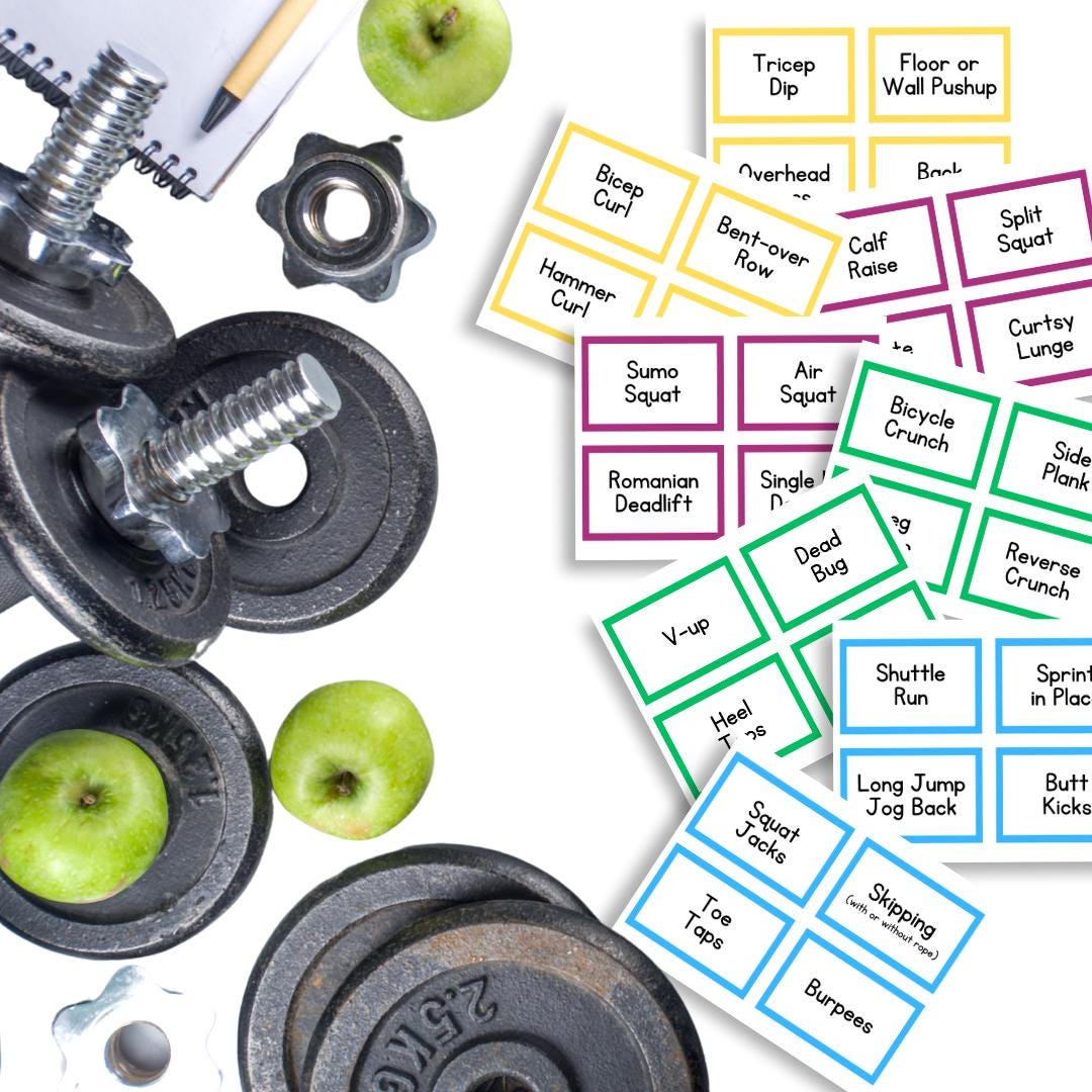 Printable Fitness Circuit Cards – 56 Exercise Flashcards for Full-body ...