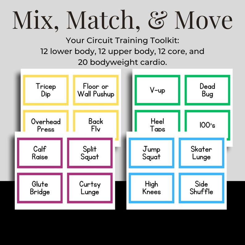 Printable Exercise Cards: Fitness Flashcards for Full Body Workouts ...