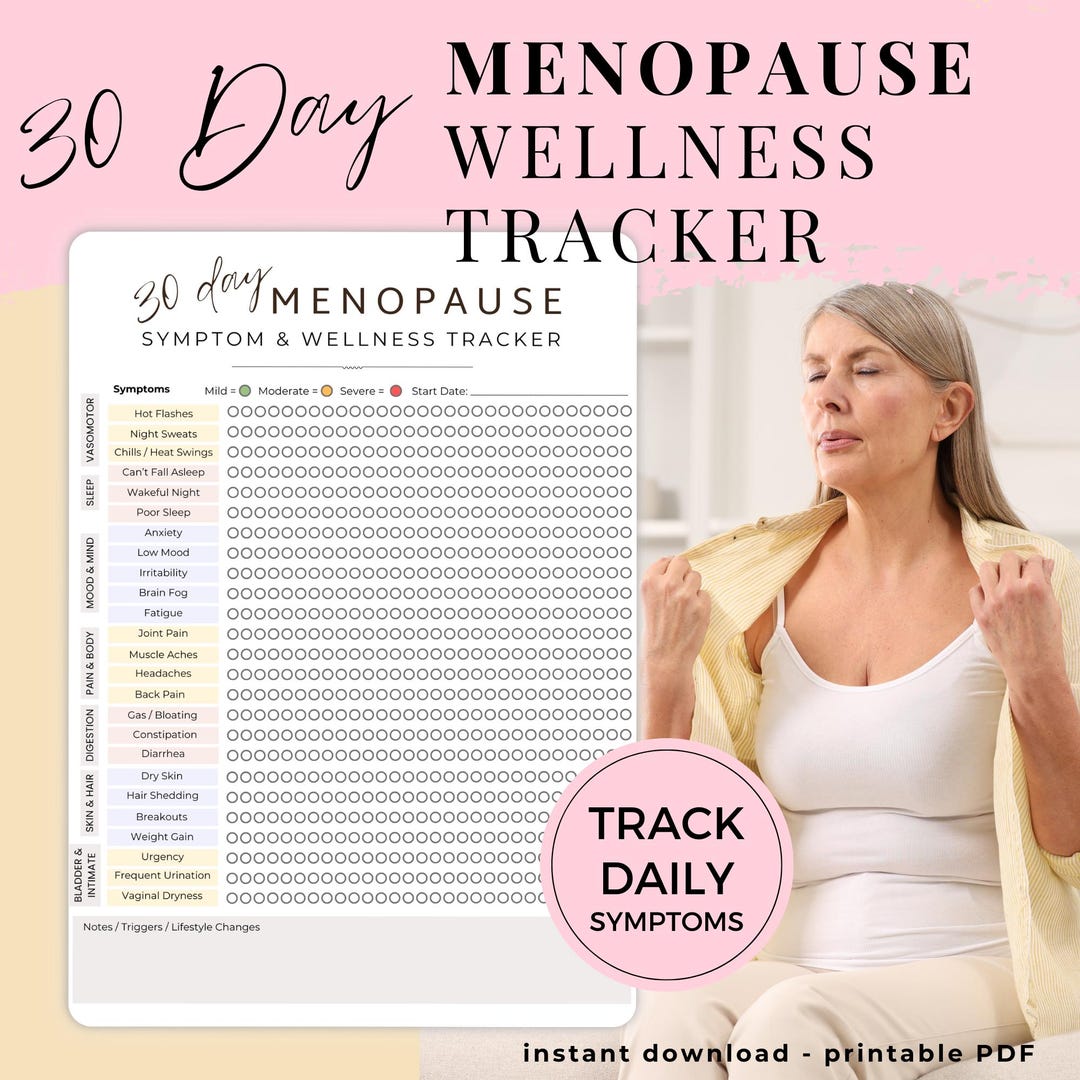 Menopause Symptom Tracker Printable | Daily Hormone Log | Sleep Mood ...