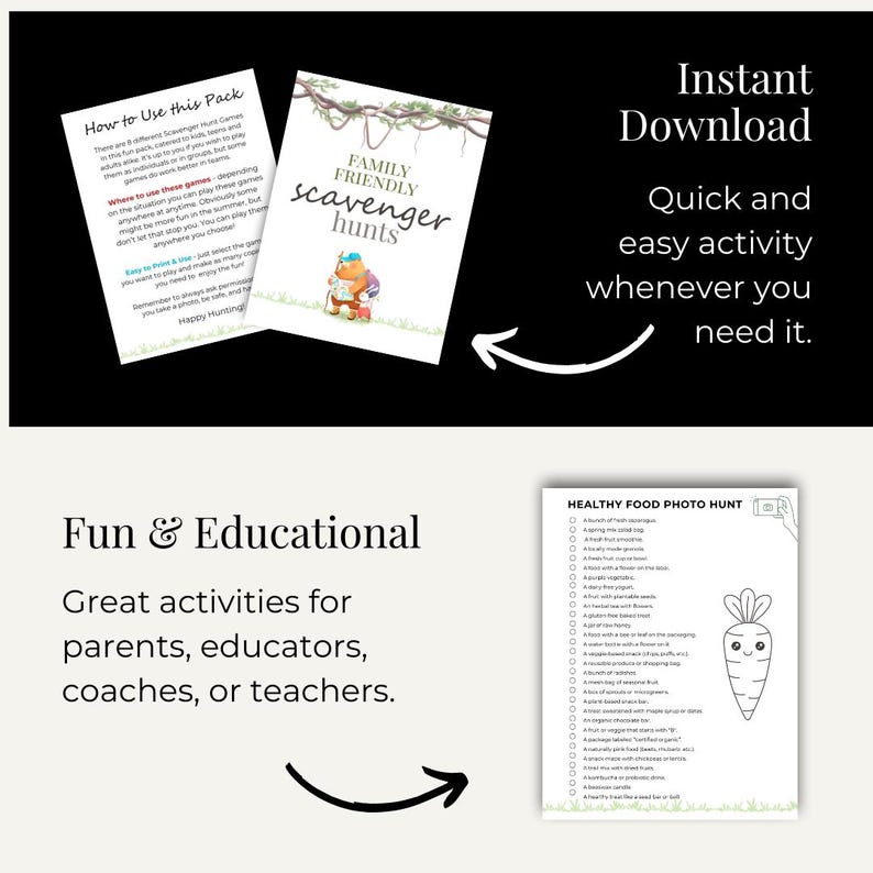 Scavenger Hunt Printable Bundle | 8 Family Friendly Games | Team ...