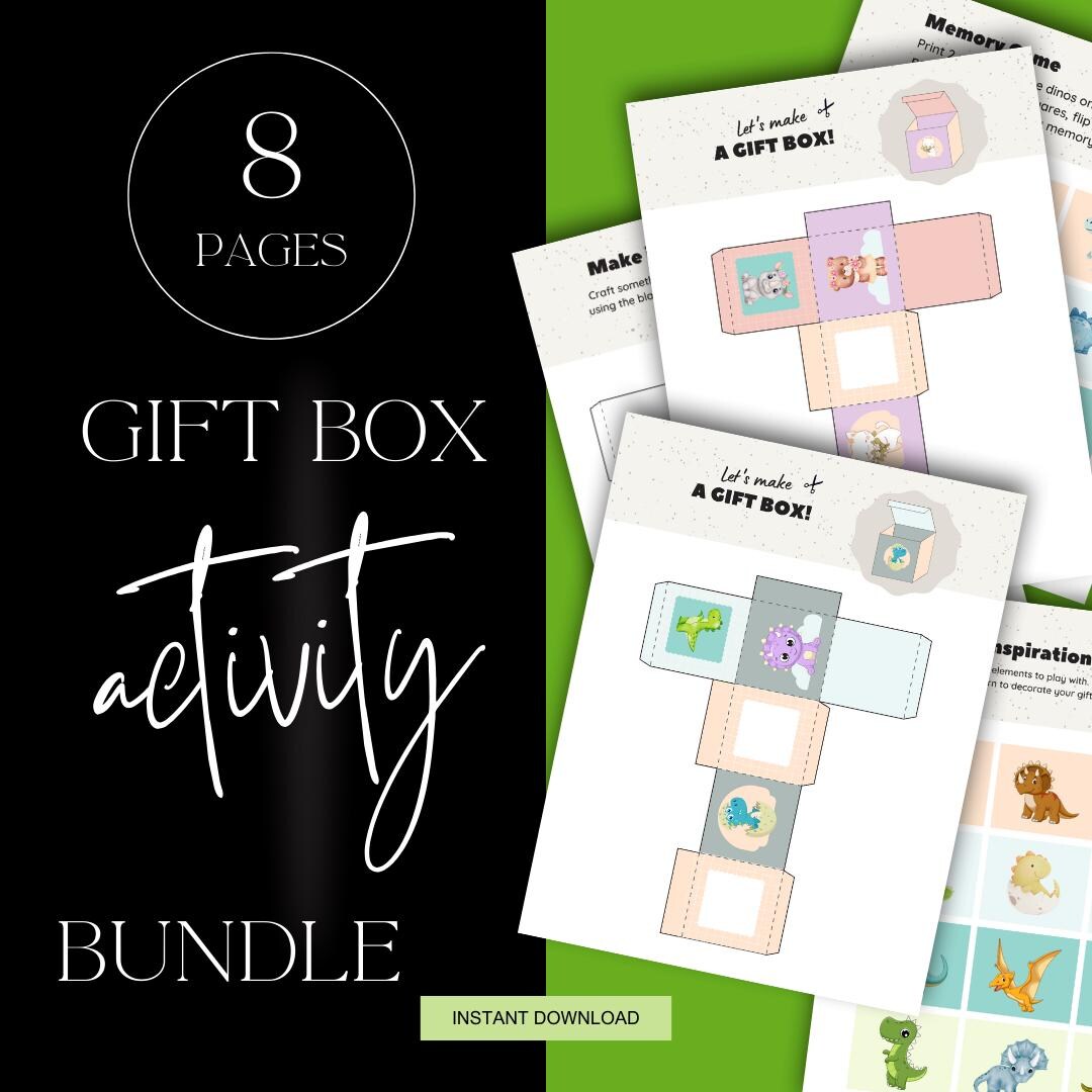 Printable Gift Box Craft Bundle for Kids, Baby Animals & Dinosaur ...