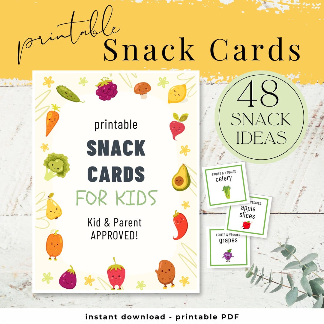 Printable Snack Cards for Kids: Healthy Food Activity Pack (PDF ...