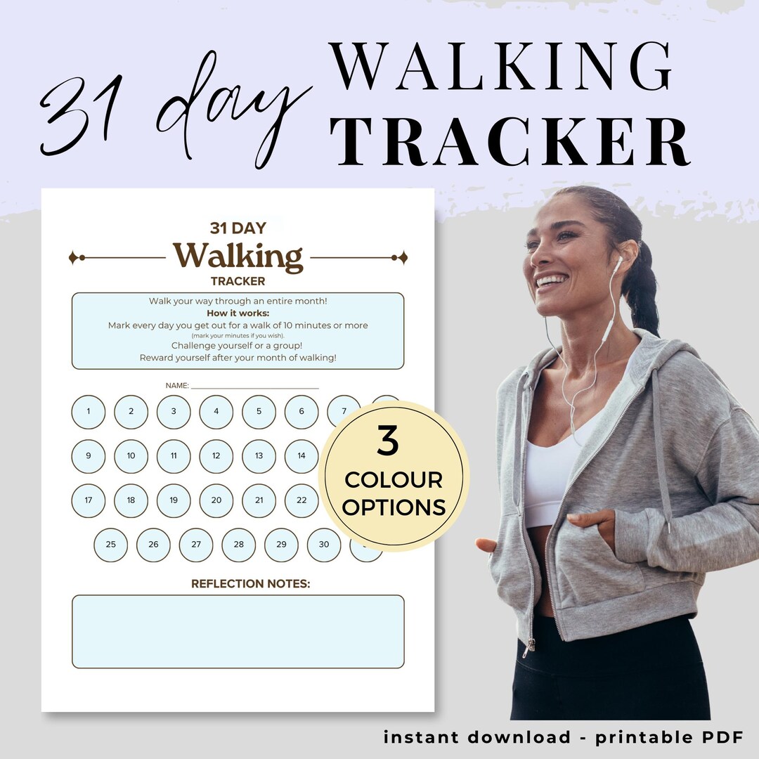 31 Day Walking Challenge Printable | Step Tracker Chart | Low Impact ...