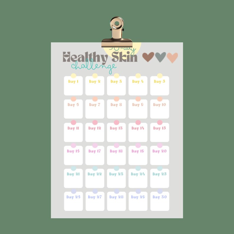 30-day Healthy Skin Challenge | Printable Self-care Tracker for Radiant ...