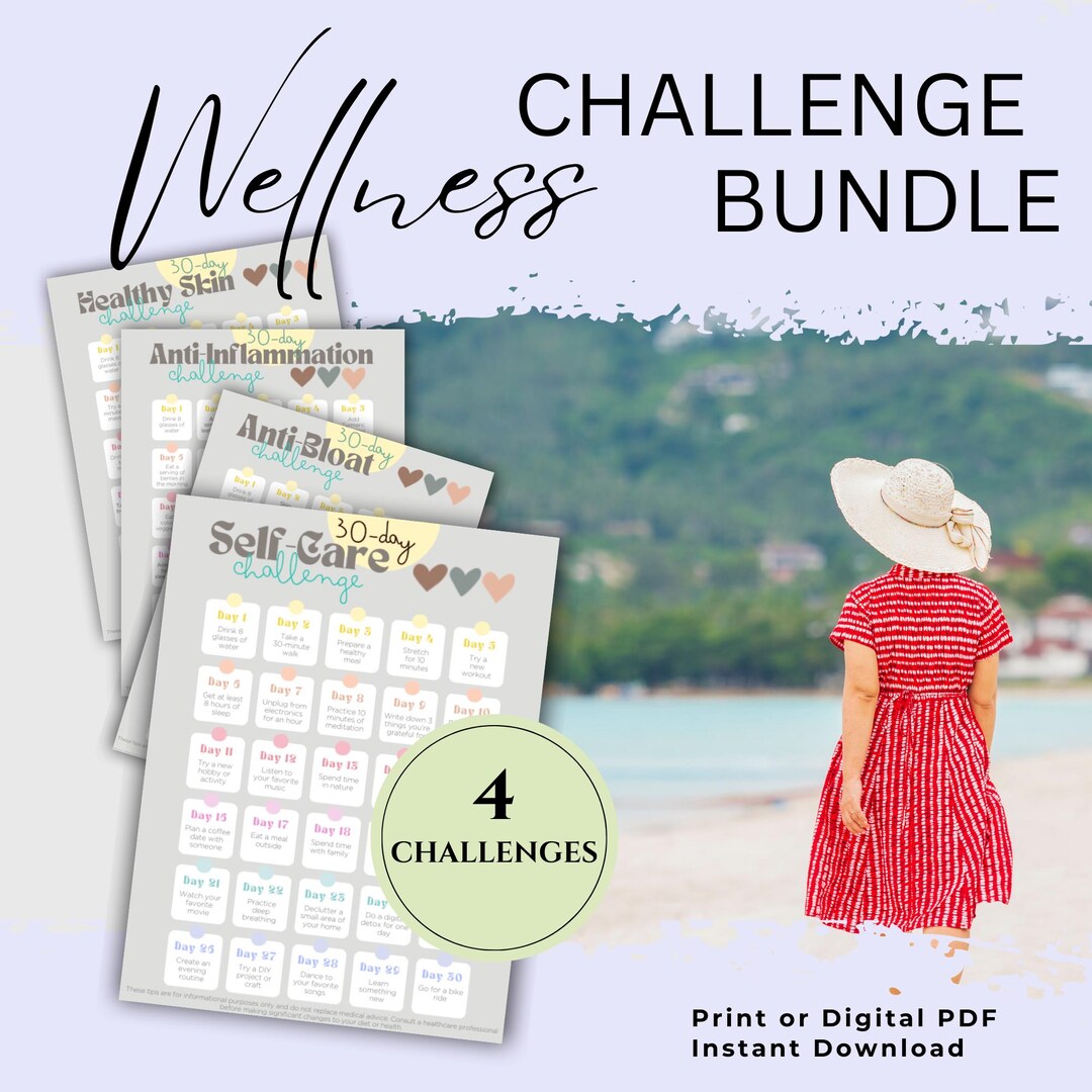 Wellness Challenge Bundle | 4 Printable 30-day Challenges | Self Care ...