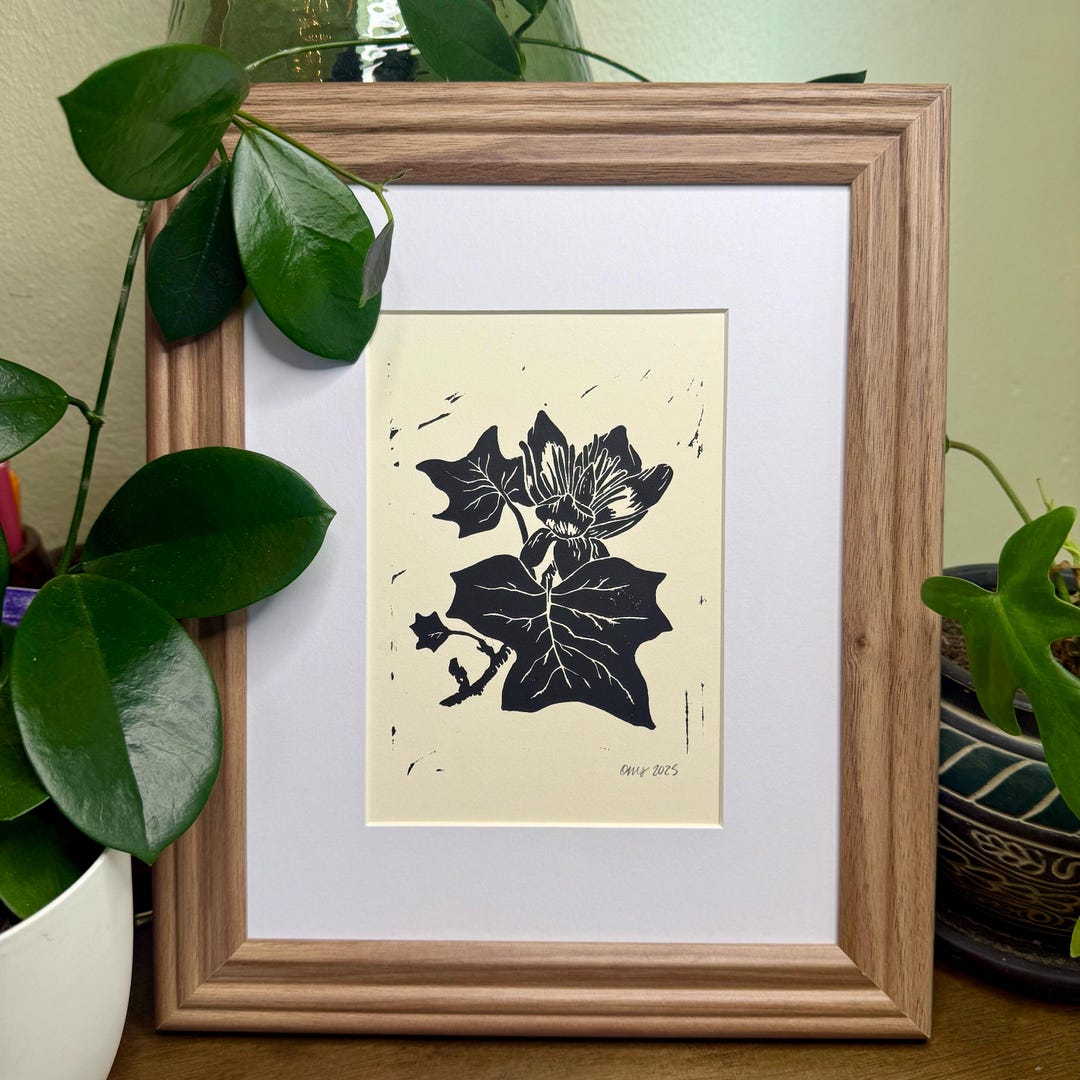 Linocut Print - Yellow Poplar - 5x7 Tree Flower Art - Etsy