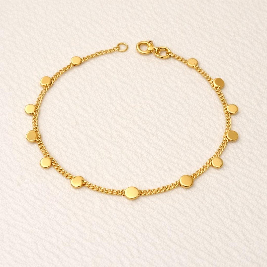 Solid Gold Dot Chain Bracelet: 9k 14k 18k, Handmade Lily Flo Jewellery ...
