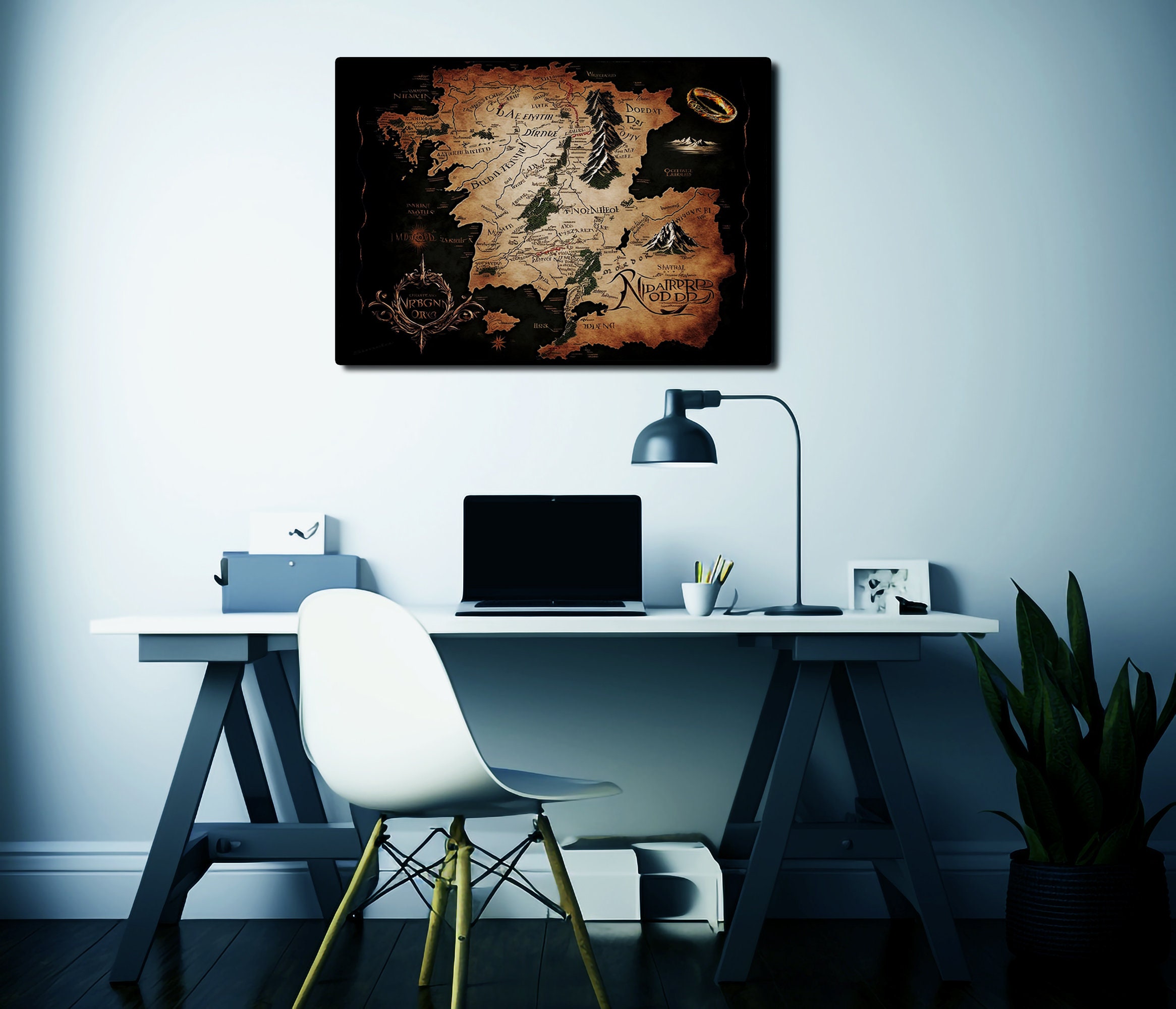 Middle Earth Map in a Lost Elven Language,lord of the Rings - Etsy