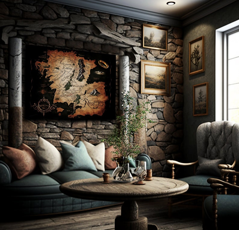 Middle Earth Map in a Lost Elven Language,lord of the Rings - Etsy