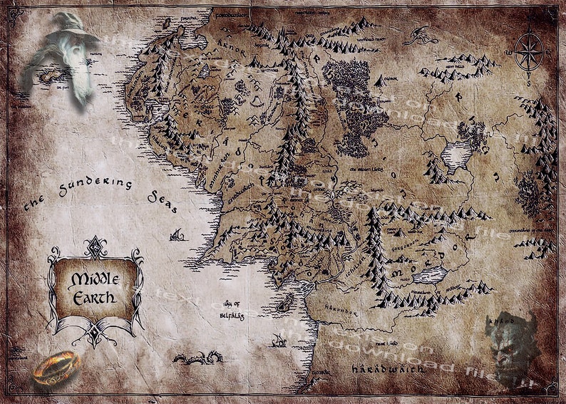 Middle Earth Map,lord of the Rings! - Etsy