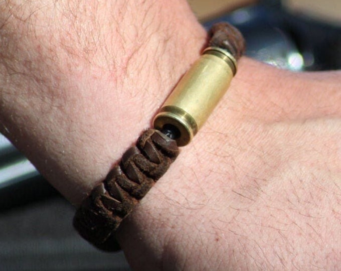 Deerskin Leather Bullet Bracelet With 40 Cal. and 9 MM Bullets and a 45 ...