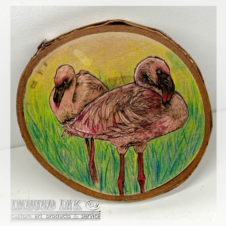 Flamingo Collection Hand Drawn Wood Burning Original Burned - Etsy