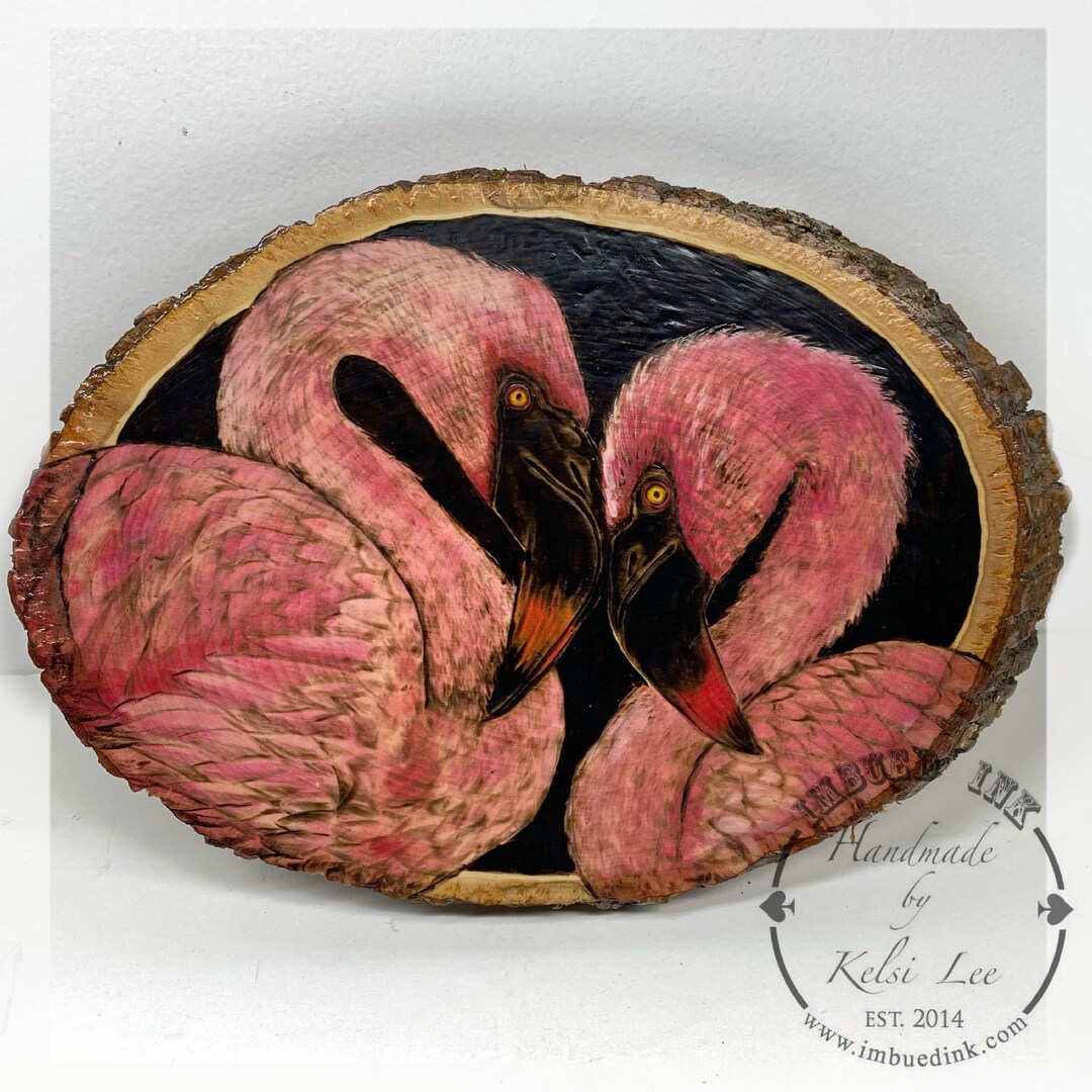 Flamingo Collection Hand Drawn Wood Burning Original Burned - Etsy