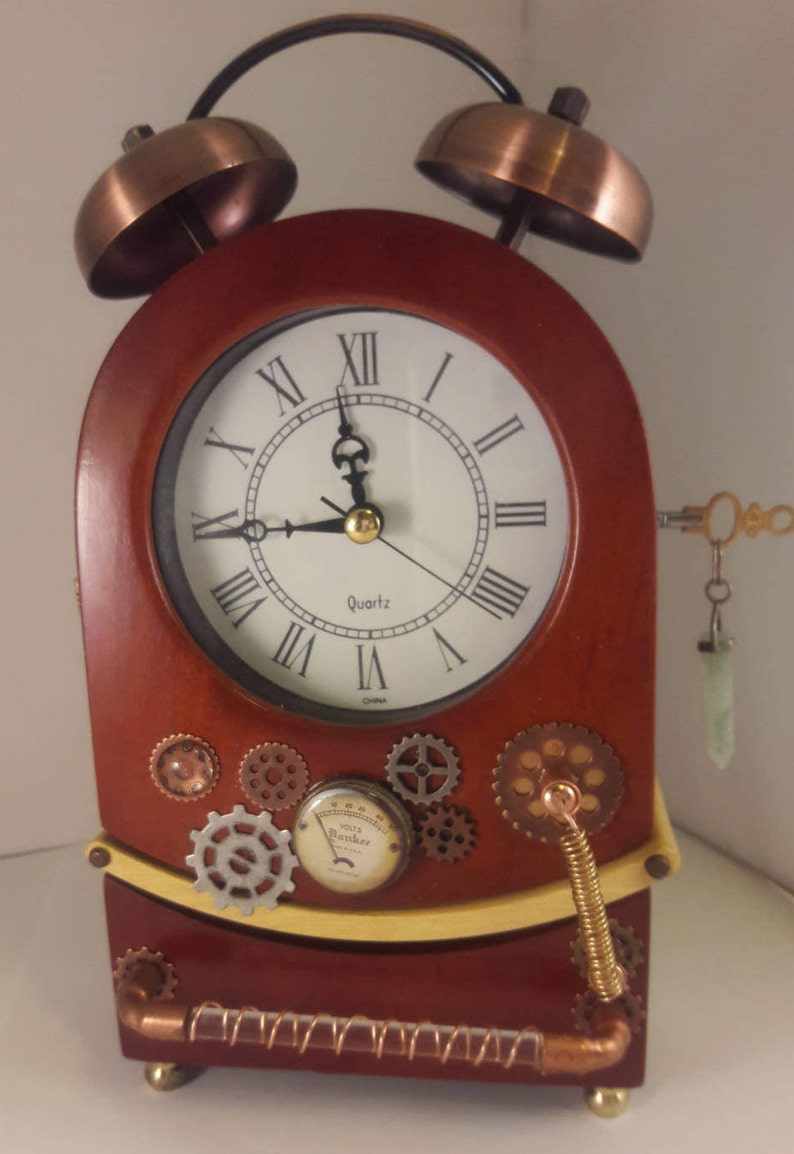Mantel Clock, Steampunk, Working, Pendulum, Clock, Wood, Gift for Him ...