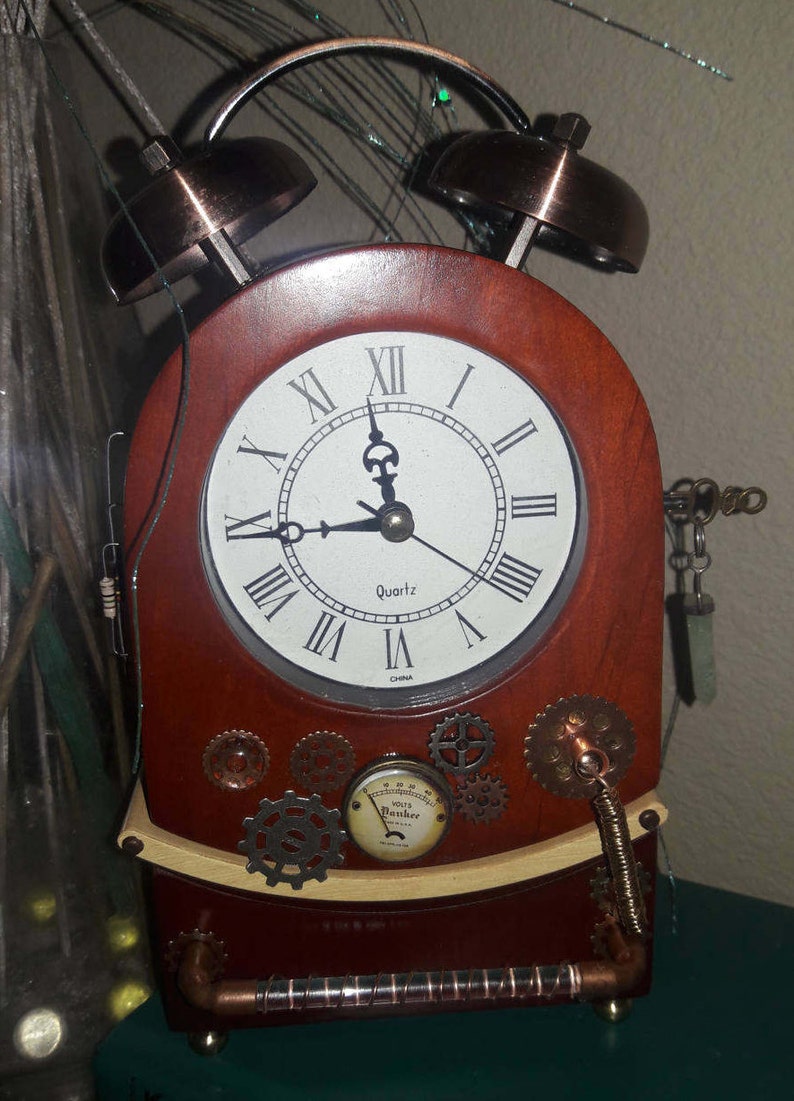 Mantel Clock, Steampunk, Working, Pendulum, Clock, Wood, Gift for Him ...